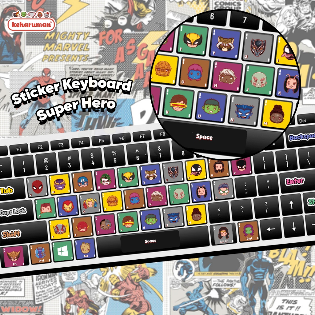 Jual Sticker Keyboard Komputer Laptop Ipad Superhero Marvel Batman ...