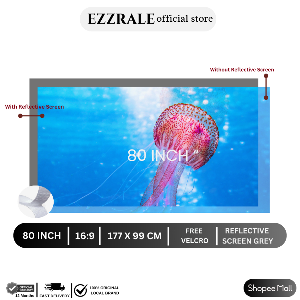 Jual Layar Reflective Screen 80 Inch | 100 Inch | 120 Inch High Quality ...