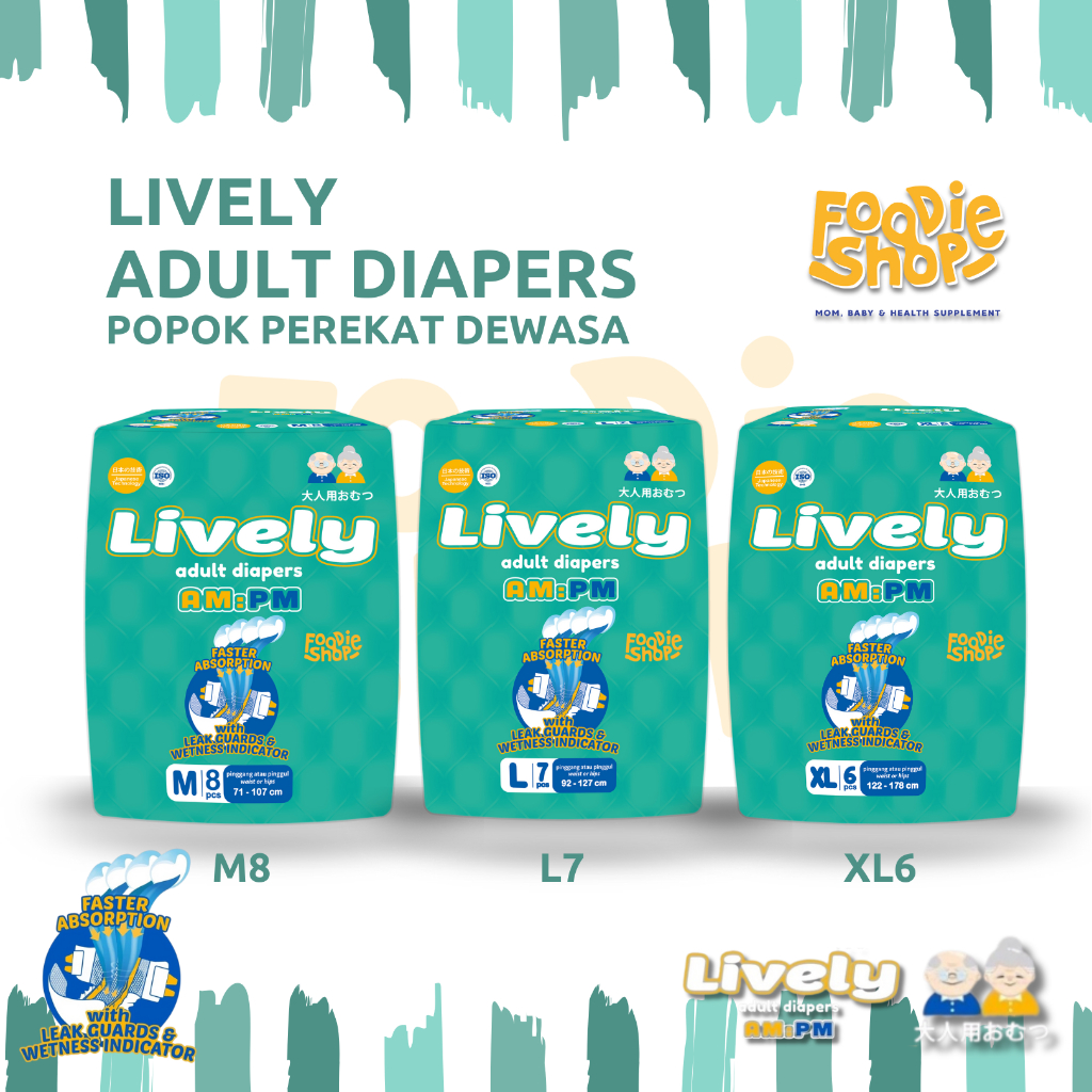 Jual LIVELY Popok Perekat Dewasa Siang Malam M8/L7/XL6 - Adult Diapers ...