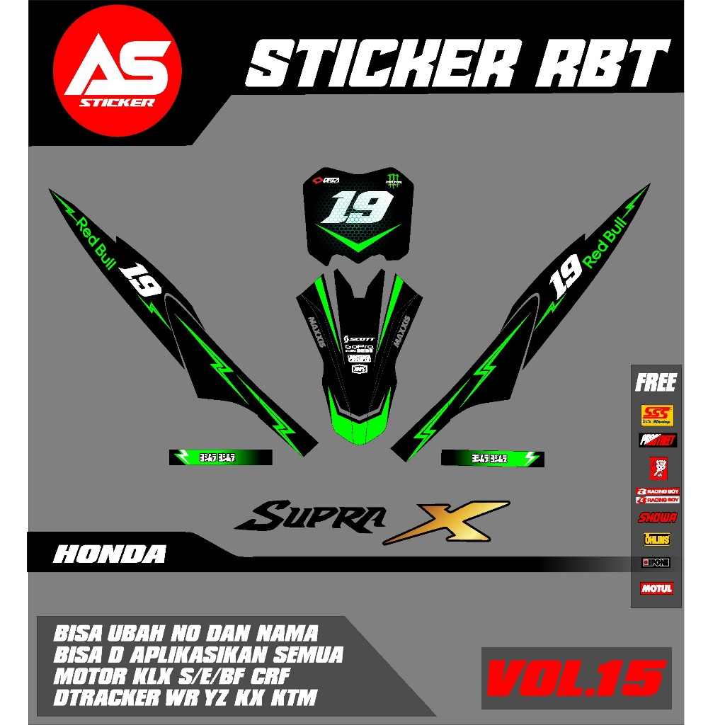Jual Sticker RBT SUPRA X FULL SEMI BODY MOTOR RBT BEBEK MODIF SUPERMOTO ...