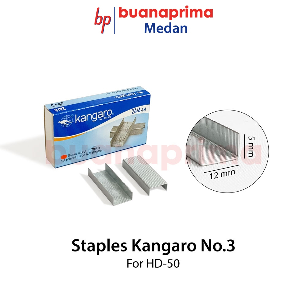 Jual ISI STAPLER KANGARO 3 24/6-1M Staples Hekter Anak Refill Per Box ...