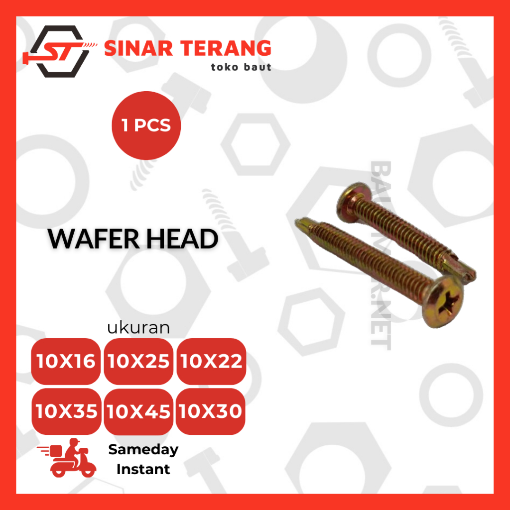 Jual Wafer head screw LION - Sekrup roofing kuning obeng - SDS Wafer ...
