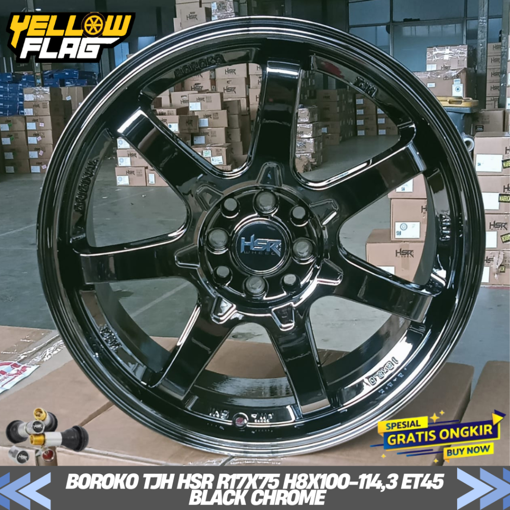 Jual VELG MOBIL BLACK CROOM RING 17 HSR BOROKO TJH LUBANG 4X100-4X114,4 ET45 LEBAR 7,5 R17 NEW ...