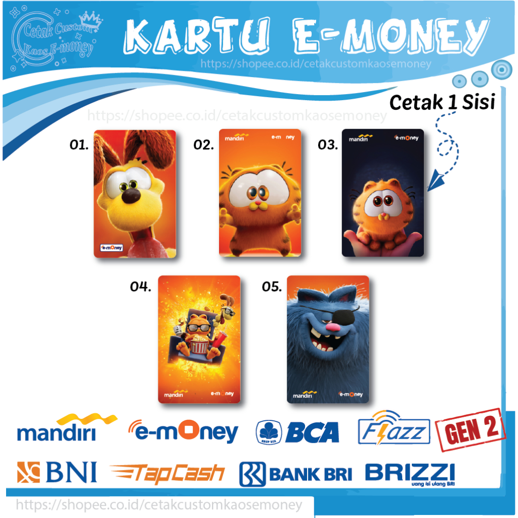 Jual KARTU E MONEY E TOLL GAMBAR KARTUN THE GARFIELD KUCING MOVIE ...