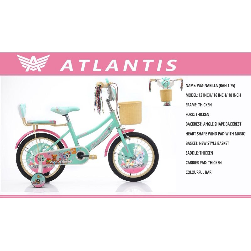 Jual SEPEDA ANAK PEREMPUAN MINI 12, 16, 18 INCH ATLANTIS NABILA ...