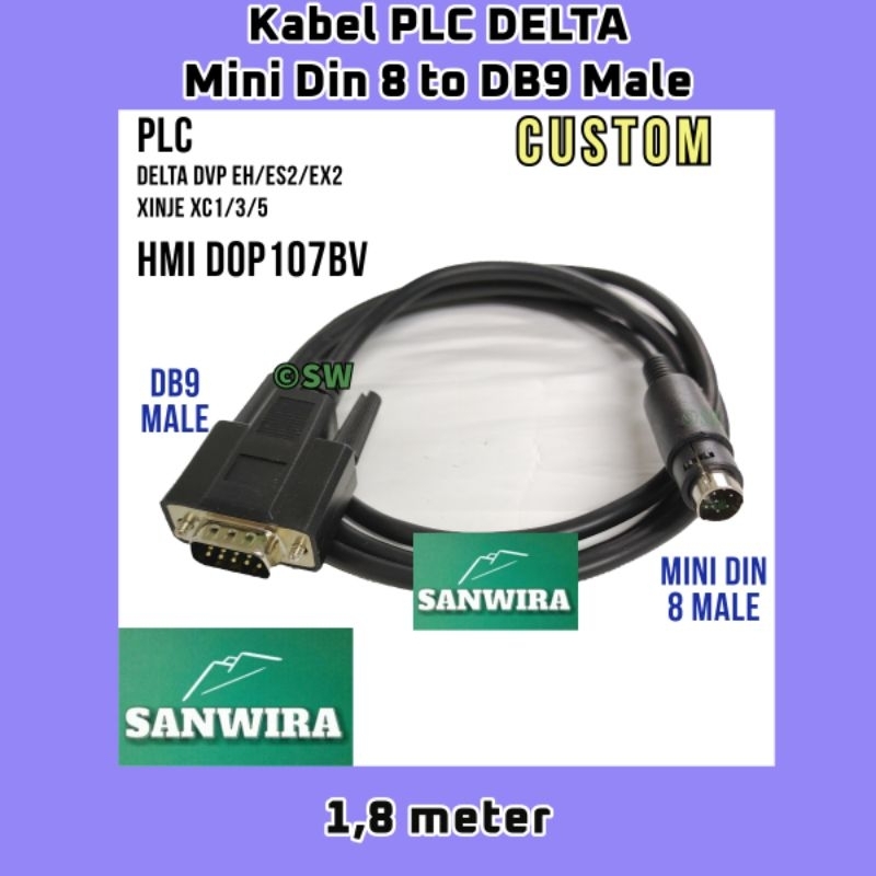 Jual Kabel PLC DELTA to HMI DOP107BV / Kabel PLC Delta Mini Din 8 to ...