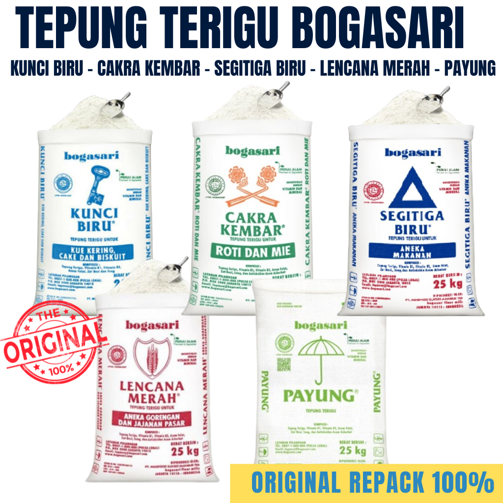 Jual TEPUNG TERIGU BOGASARI REPACK 250 GR (KUNCI BIRU,CAKRA,SEGITIGA ...