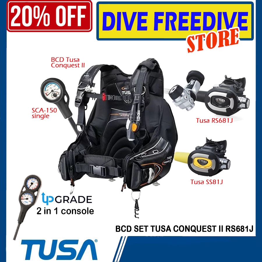 Jual BCD Set Tusa BC0201B Conquest II Regulator Diaphragm Balance Octopus Gauge Console Single ...