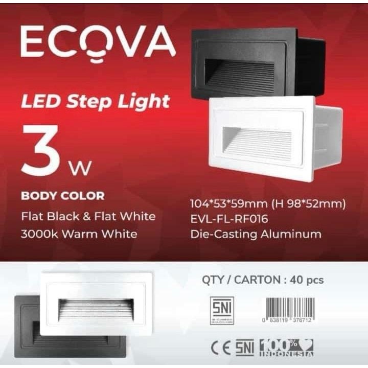 Jual ECOVA LAMPU TANGGA PERSEGI PANJANG LED 3W 3WATT ECOVA PERSEGI ...