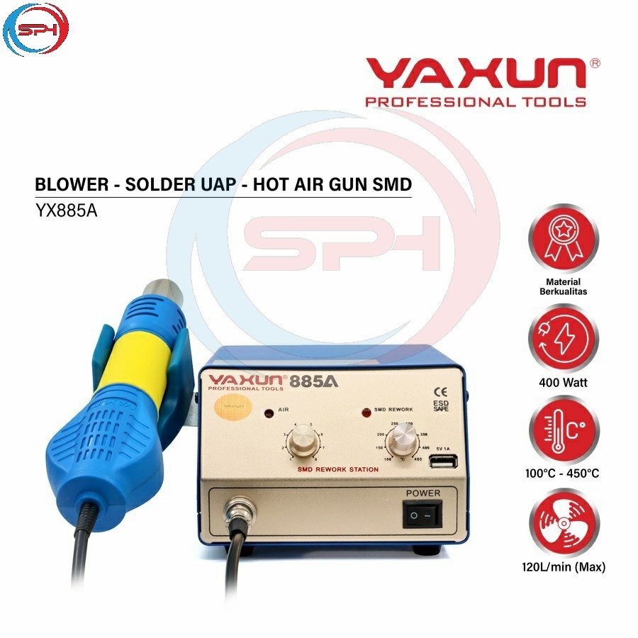 Jual YAXUN YX885A Blower/Solder Uap/Hot Air Gun IC BGA SMD Rework Station Analog Original ...