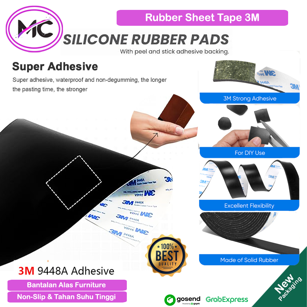 Jual Rubber Sheet Silicone Tape Adhesive Tebal 1mm 2mm 3mm Perekat ...
