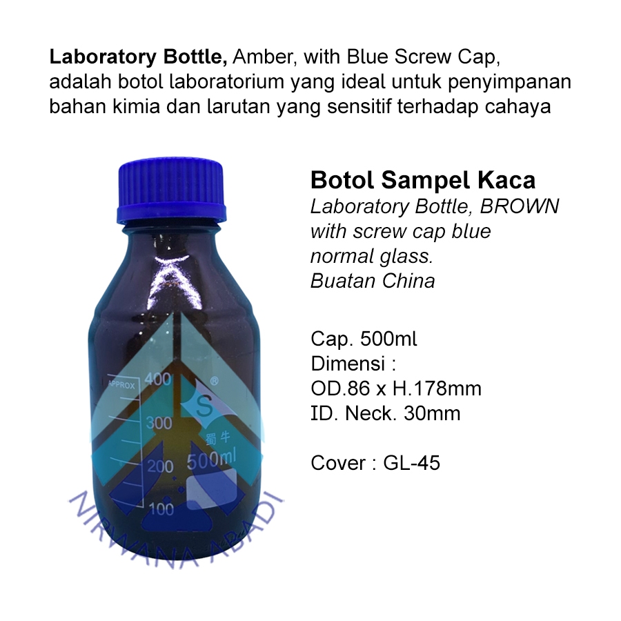 Jual Botol Sampel Coklat 500ml RRC, Lab Bottle Amber, Laboratory Bottle ...