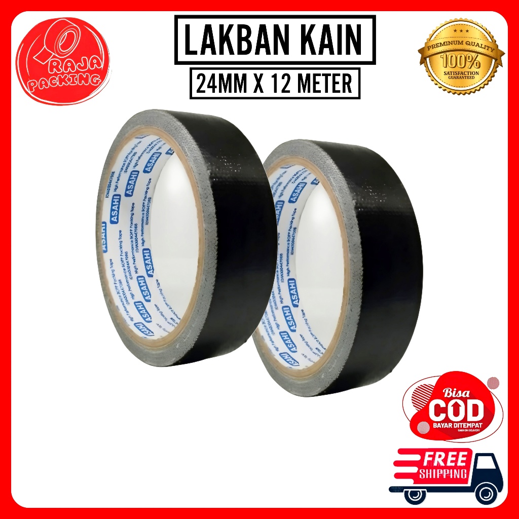 Jual LAKBAN KAIN HITAM | CLOTH TAPE 1 INCH, 24MM X 12 METER | LAKBAN ...