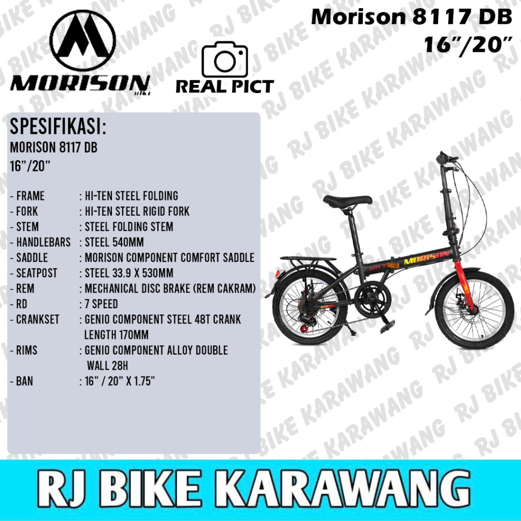 Jual Sepeda Lipat Folding Bike 16 Inch & 20 Inch Morison 8117 DB ...