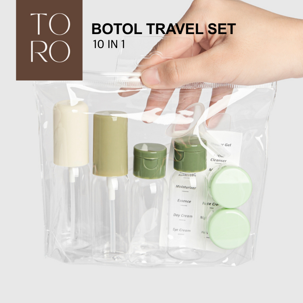 Jual TORO - [ 10 IN 1 ] TRAVEL PACK SET BOTOL MINI LENGKAP | BOTOL TRAVEL SET | BOTOL ISI ULANG ...