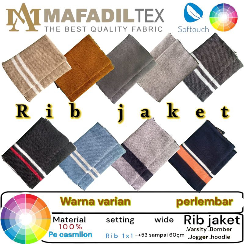 Jual kain rib bur rajut 1x1 colorful variasi benang full pe 30s dan ...
