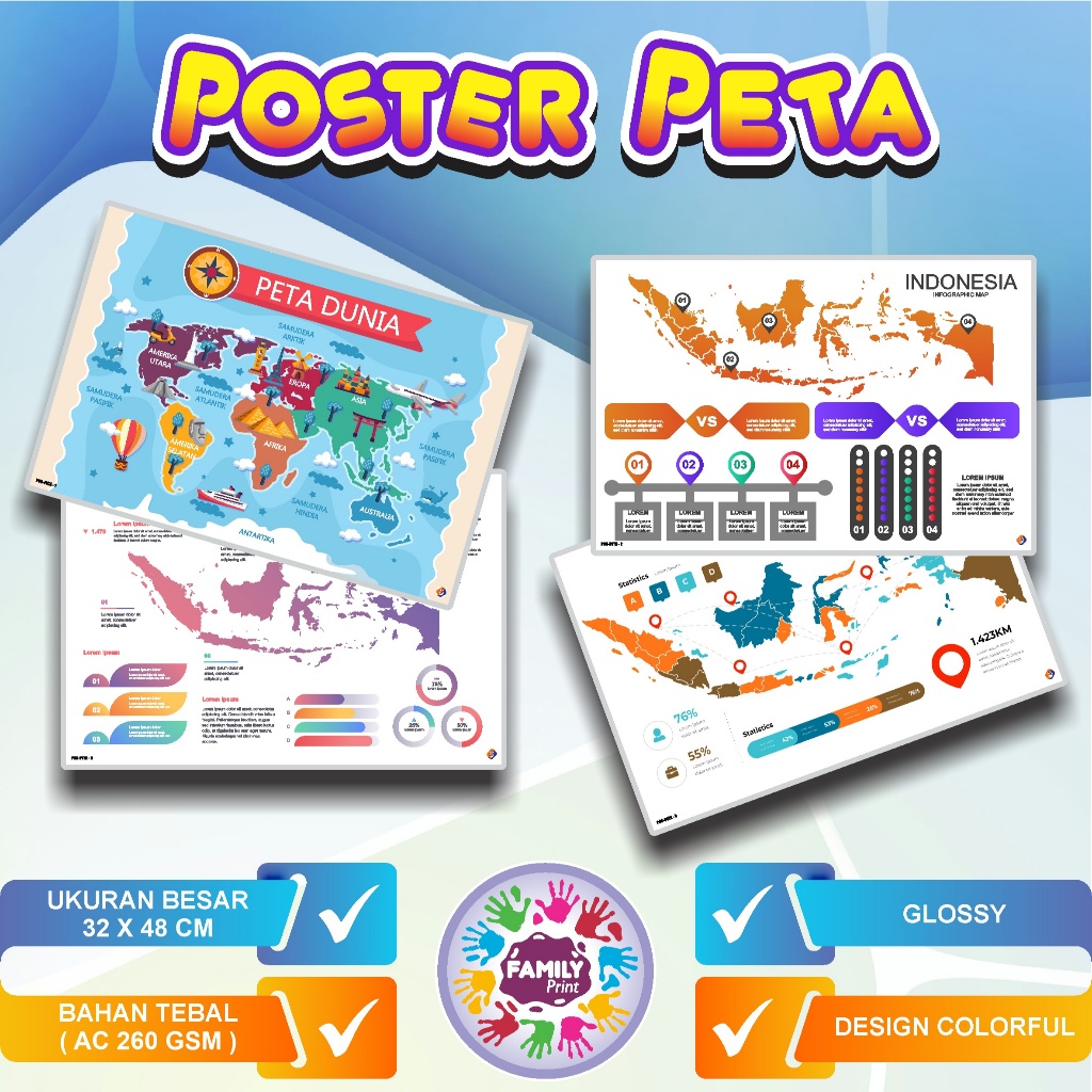 Jual Poster Peta Dunia - Poster Peta Indonesia - Poster edukasi anak ...