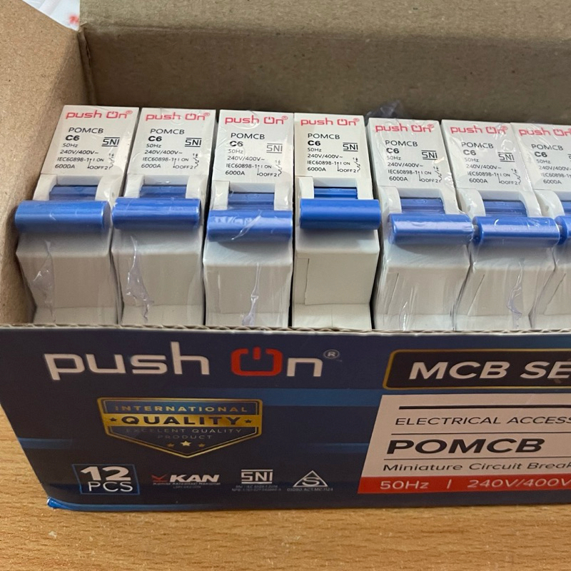 Jual push on mcb 1 phase 6a 6 ampre mcb 6a push on sni mcb biru push on ...