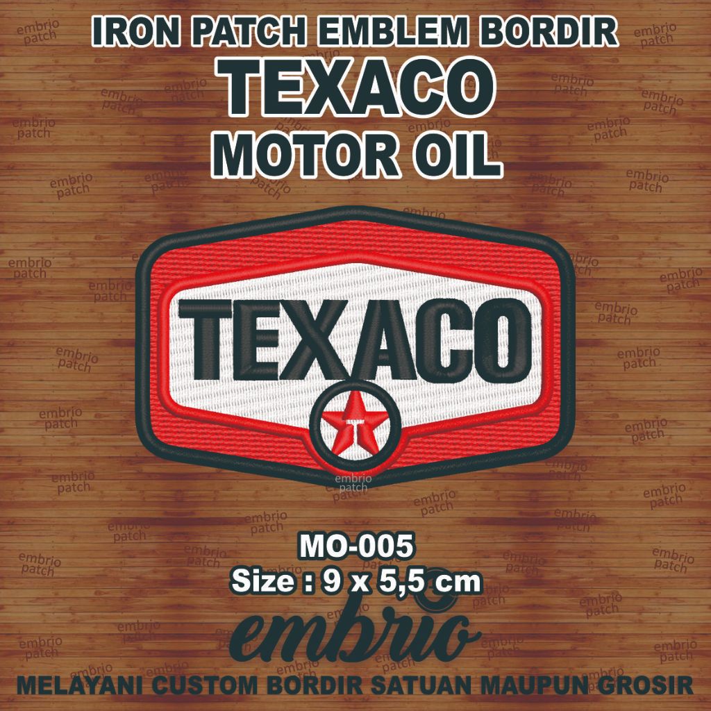 Jual MO-005 PATCH TEXACO MOTOR OIL 1 PATCH EMBROIDERY EMBLEM BORDIR ...