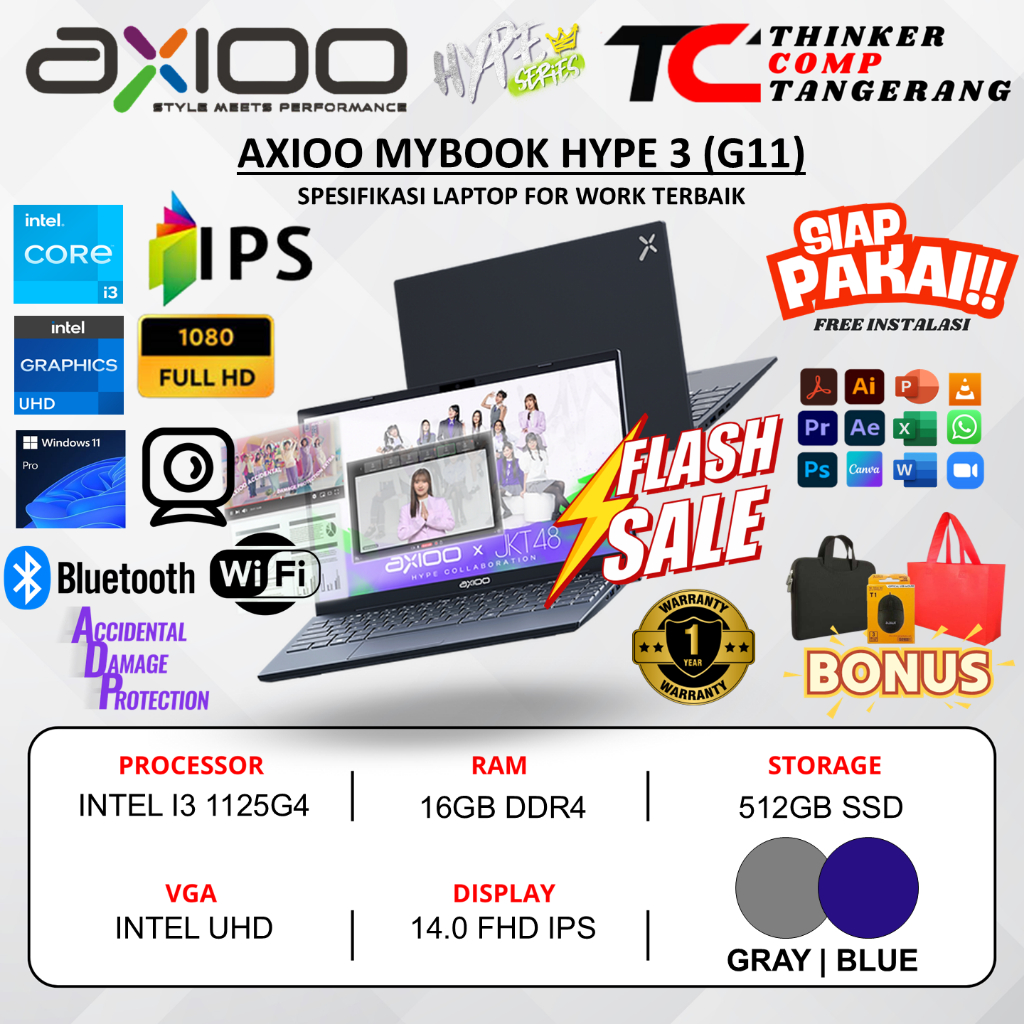 Jual BANTING HARGA Axioo Hype 3 Gen 11 Terbaru intel i3 1125G4 16GB 512GB SSD 14" FHD Windows 11 ...