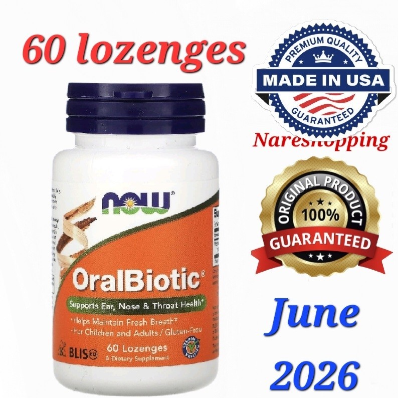 Jual Now Foods OralBiotic, 60 Lozenges Ear, Nose & Throat Digestive ...