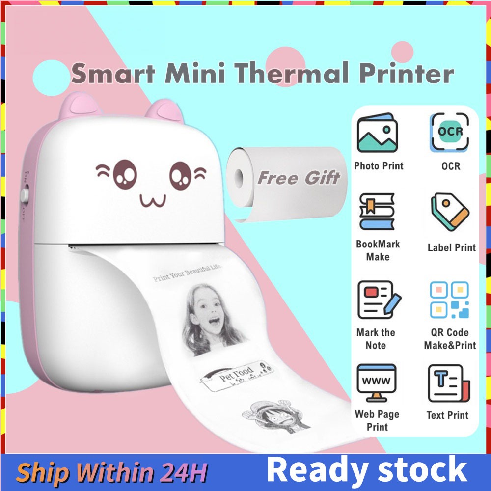 Jual Mini Cute Thermal Printer Bluetooth Portable Label Picture Foto ...