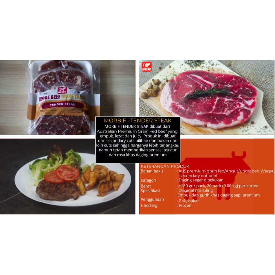 Jual AUS Tender Steak ( 3 x 180 ) / Daging Sapi Premium 540g | Shopee ...