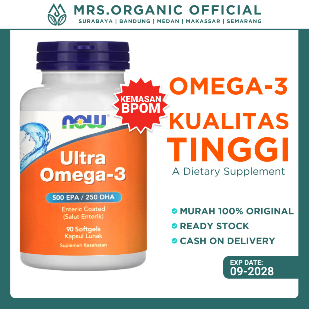 Jual Suplemen Vitamin Minyak Ikan Ultra Omega 3 500 EPA / 250 DHA Now Foods 90 Softgels ...