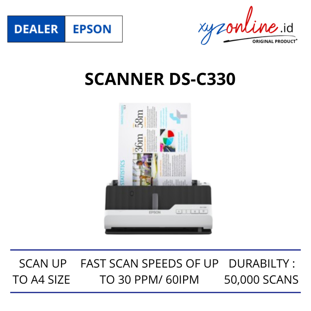 Jual Scanner Epson WorkForce DS-C330 Pemindai Dokumen Portabel | Shopee ...