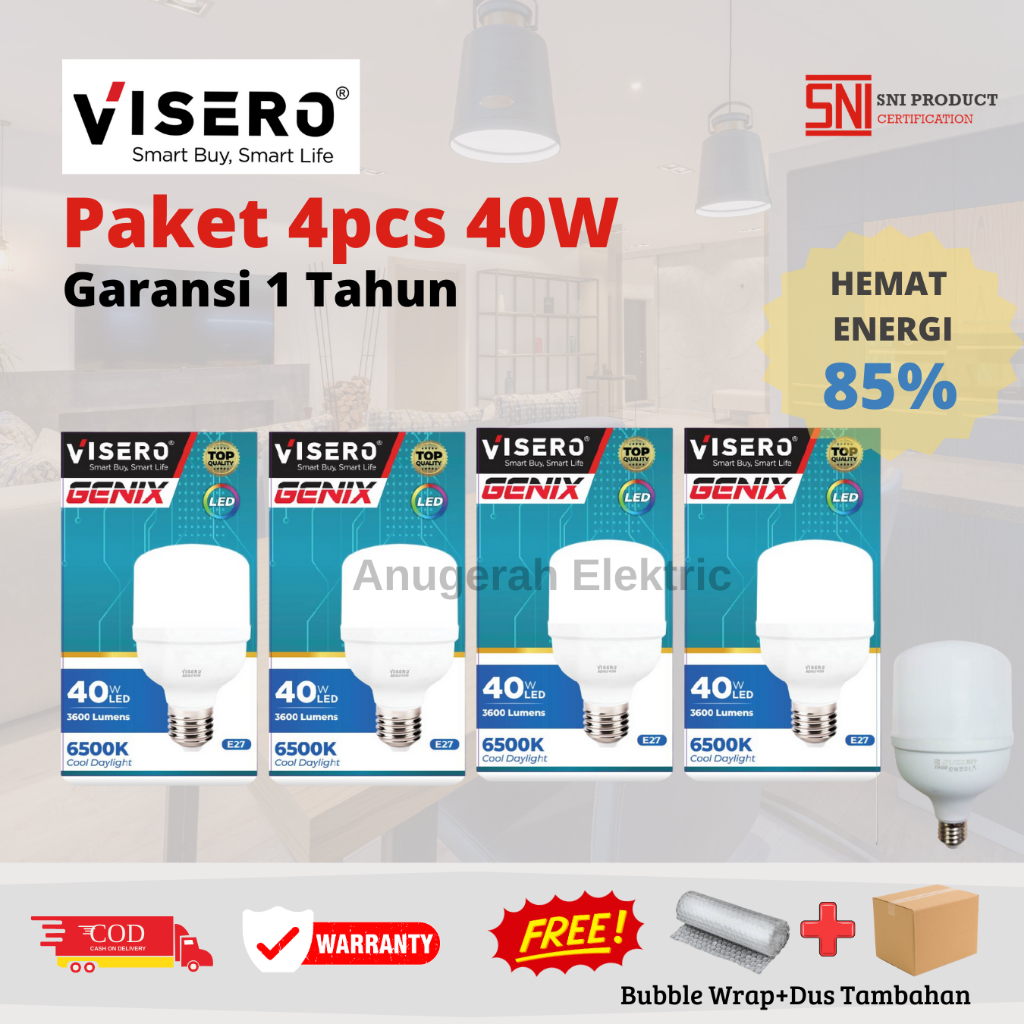 Jual Lampu Bohlam LED Jumbo Capsule 40 WATT Cahaya Putih Visero Genix Bergaransi dan SNI ...