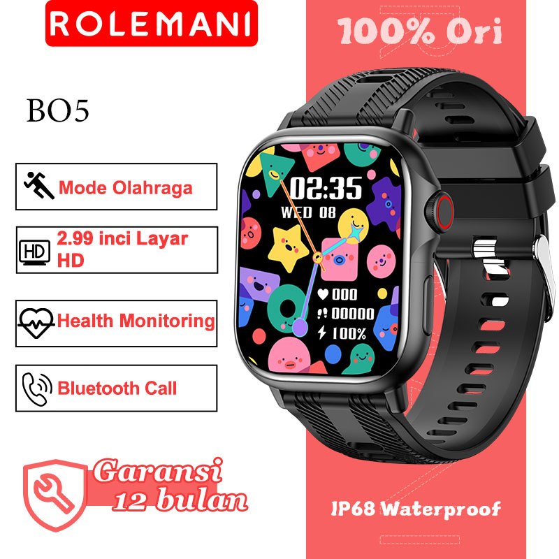 Jual Rolemani BO5 2025 NEW Smart Watch with SPO2 and Heart Rate Monitor IP68 Bluetooth Call ...