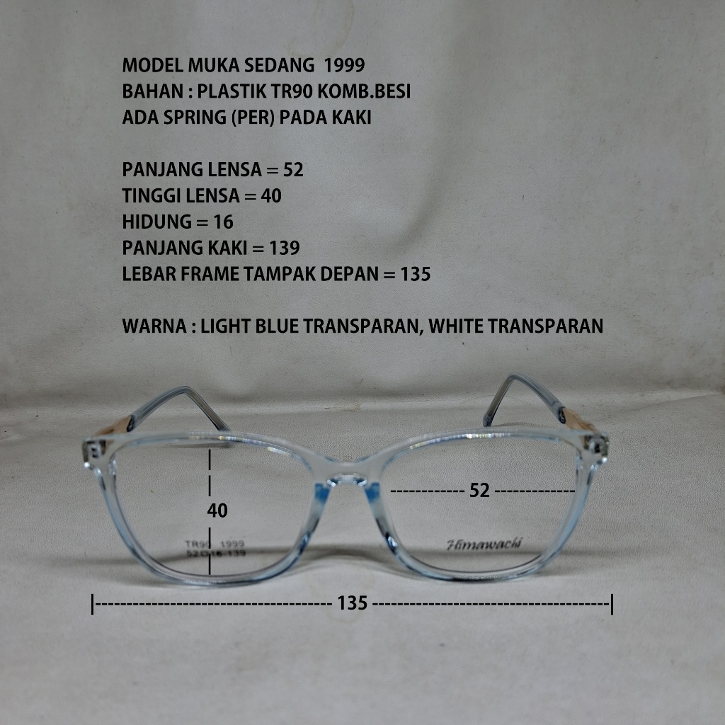 Jual FRAME KACAMATA 1999 MUKA SEDANG PLASTIK BESI ADA PER DI KAKI ...