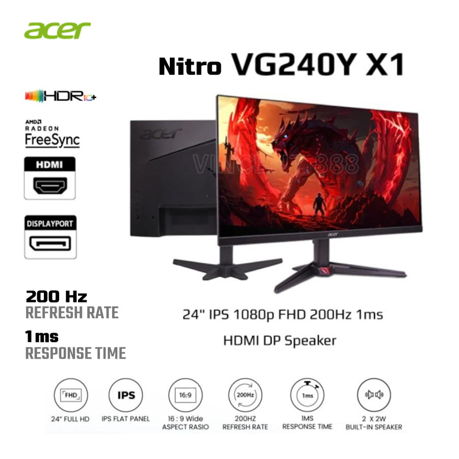 Jual Monitor LED ACER Nitro VG240Y X1 IPS 200Hz 1ms 24inch FHD 1080P ...