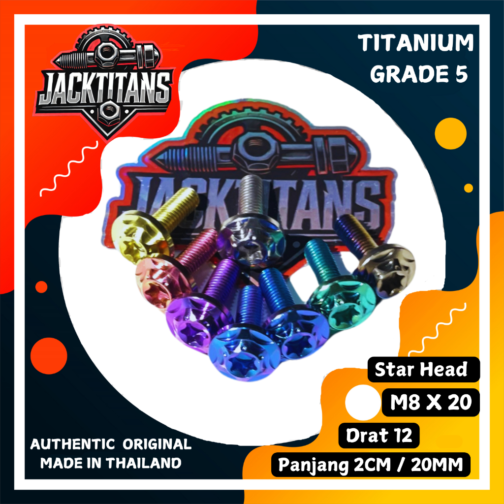 Jual BAUT TITANIUM STAR HEAD M8 x 20 Drat 12 Panjang 20CM 20MM PROBOLT ...