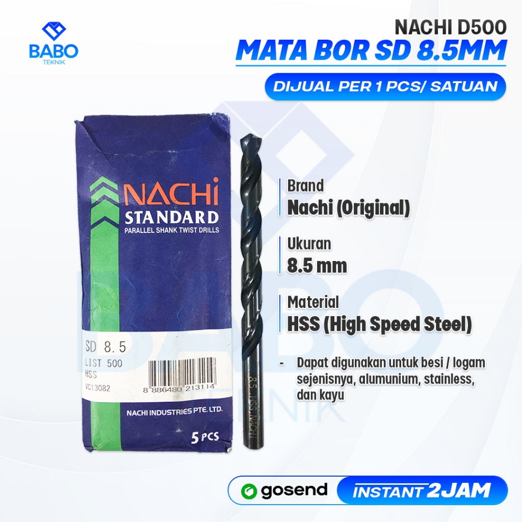 Jual MATA BOR BESI NACHI HSS 8.5 mm 8.5mm STRAIGHT DRILLS 8,5 8,5mm ...