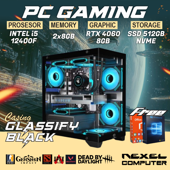 Jual PC Gaming Rendering Gen 12 i5 12400F - RTX 4060 8GB - RAM 16GB DDR4 - SSD 512GB NVME ...