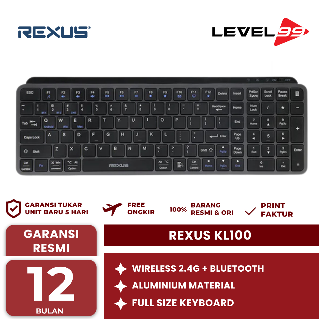 Jual Rexus Kl100 Office Wireless Bluetooth Keyboard | Shopee Indonesia
