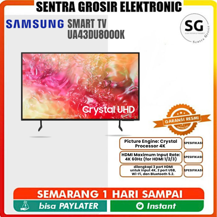 Jual Samsung 43" Crystal UHD 4K DU8000 Smart TV | Dynamic Crystal Color | AirSlim Design ...