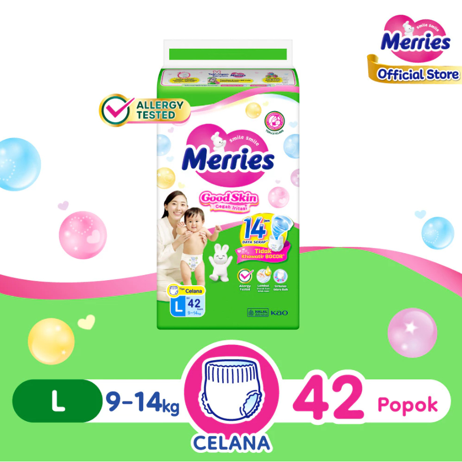 Jual ( KEMASAN JUMBO ) Merries Good Skin Jumbo Size L 42 (BB 9-14 kg ...