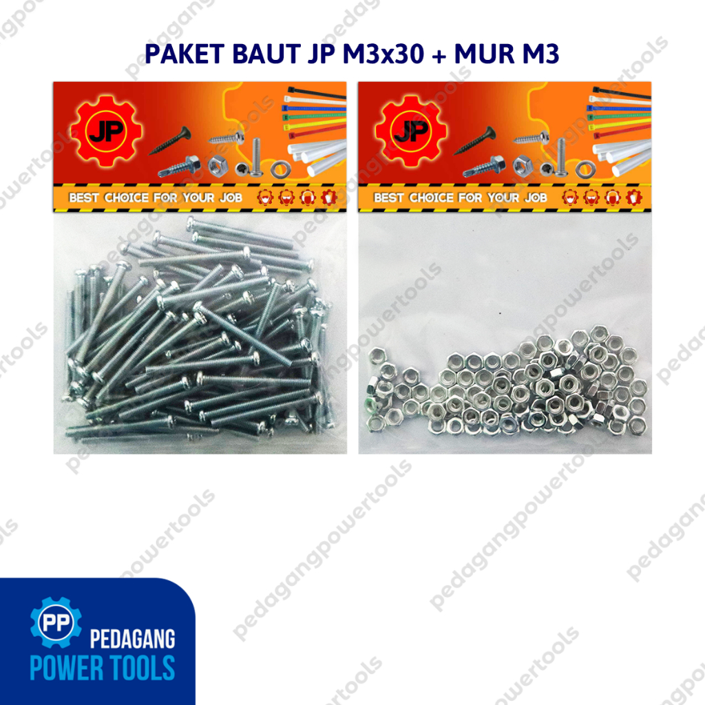 Jual PAKET 2 SET BAUT MUR 3x30 BAUT JP M 3 x 30 MM MUR M3 SKRUP ISI 100 PCS | Shopee Indonesia