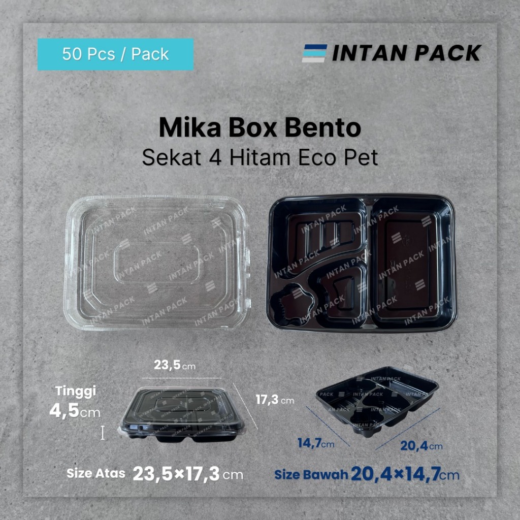 Jual Mika Tray Box Bento Hitam Sekat 4 Bintang PET Mika Box Catering ...