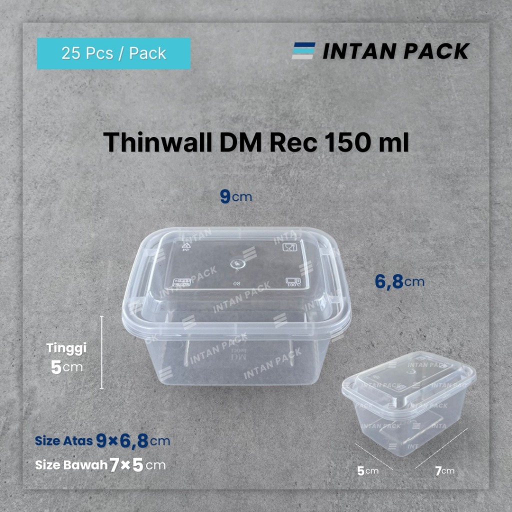 Jual Thinwall PERSEGI RECTANGLE 150 ml Wadah Pudding DM (25 pcs ...