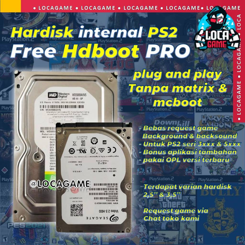 Jual HDD HARDISK Internal PS2 Fat seri 5 dan 3 FreeHDBoot PRO soket ...