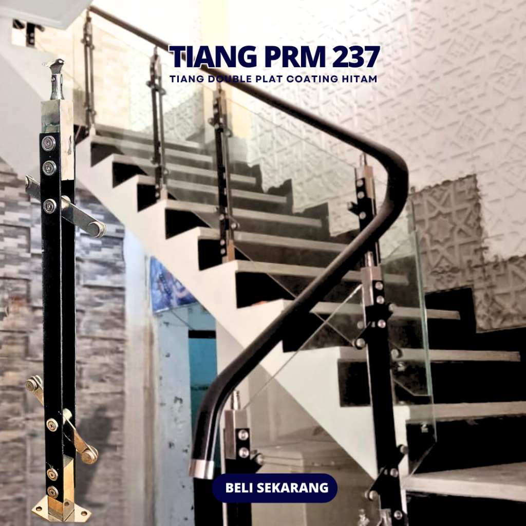 Jual TIANG RAILING TANGGA PLAT HITAM RAILING BALKON KACA MINIMALIS ...