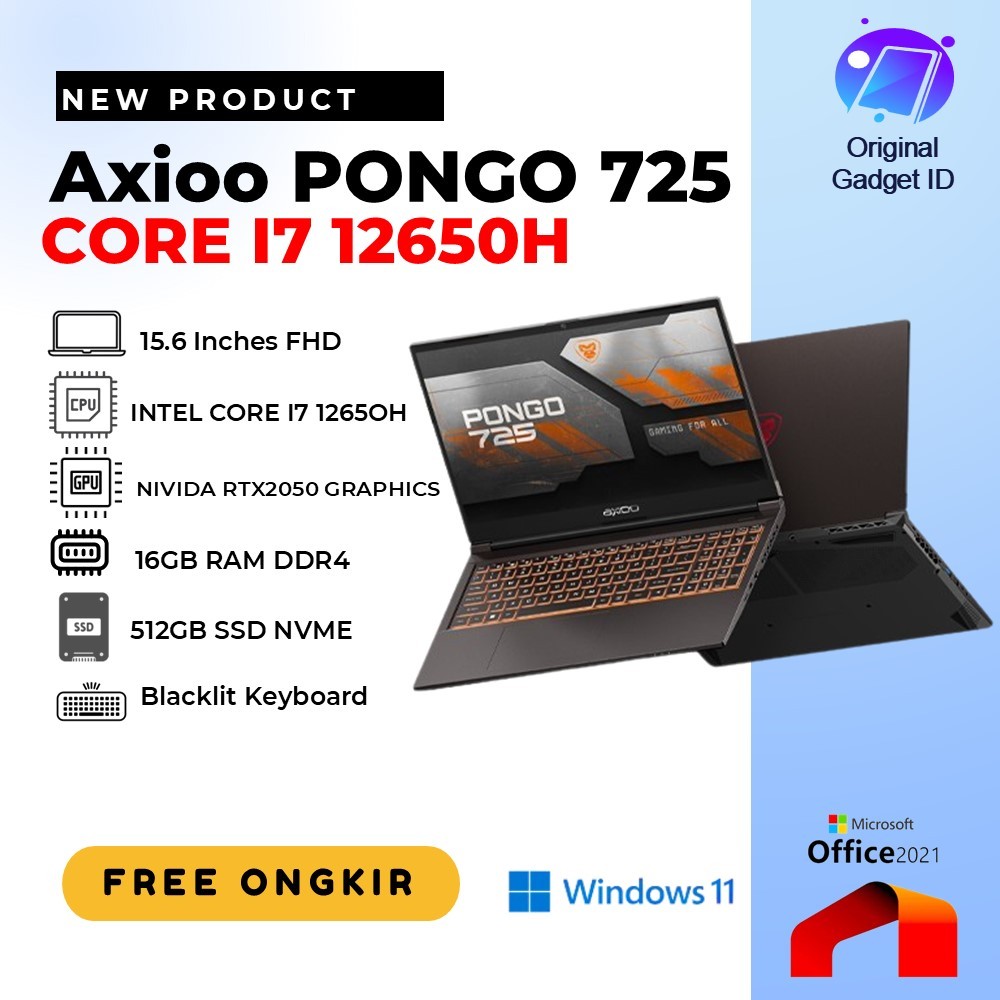Jual AXIOO PONGO 725 I7 12650H RTX2050 16GB 512GB SSD WIN11 15.6" FHD ...