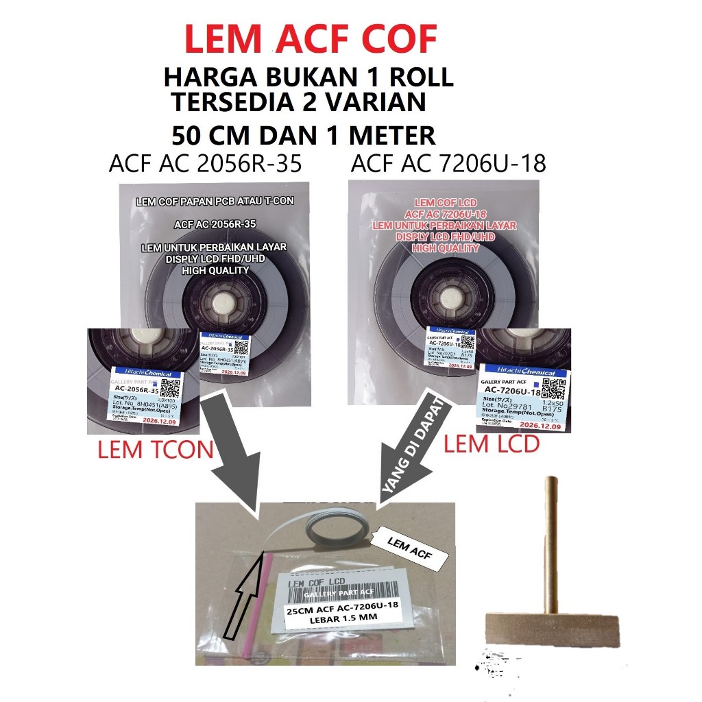 Jual Lem ACF AC 7206 & ACF AC 2056 Untuk Merekatkat COF Ke Jalur PCB TCON ACF BONDING ATAU MATA ...