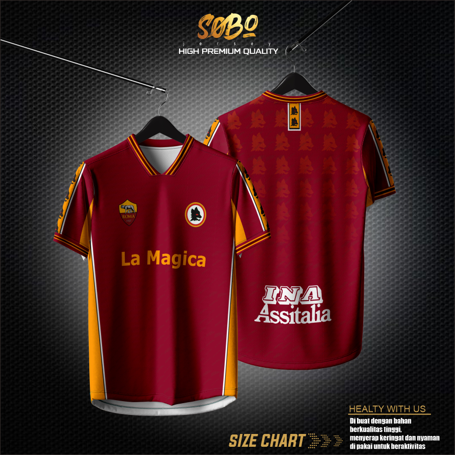 Jual Jersey Retro Fantasy AS ROMA || Jersey Retro || Jersey Clasic ...