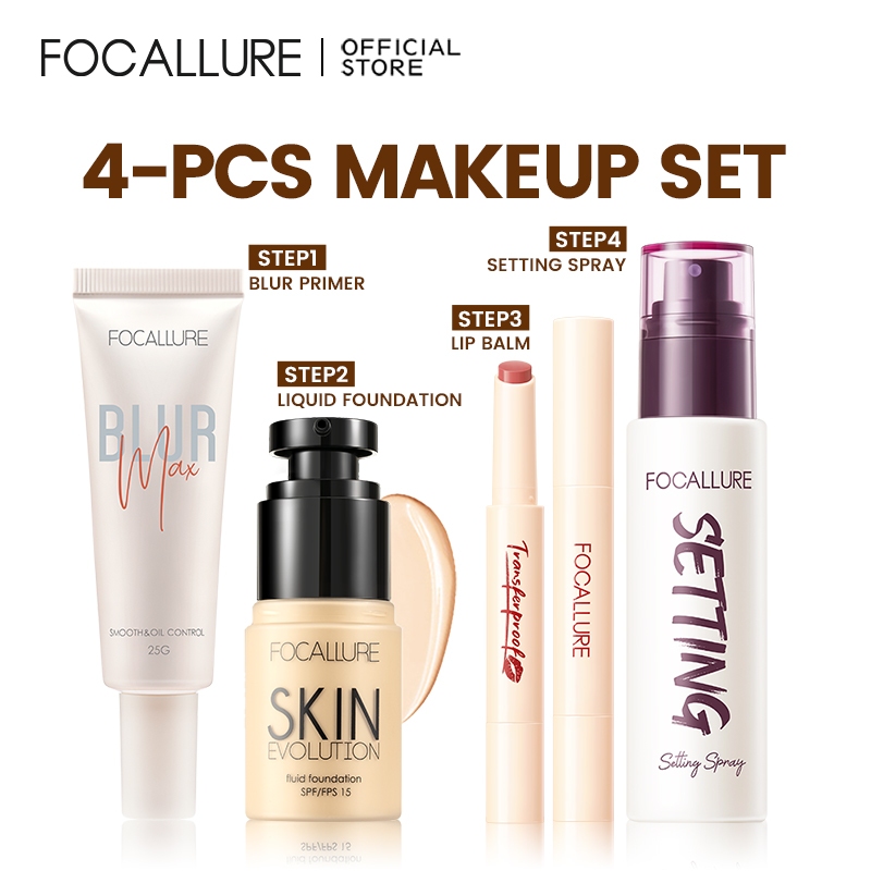 Jual FOCALLURE 4PCS Face Makeup Set Skin-Fit Primer Foundation Makeup ...