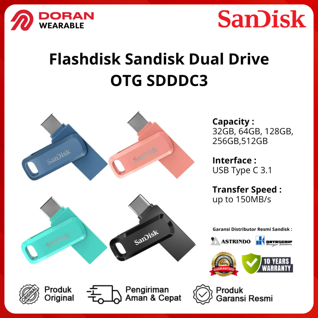 Jual SANDISK Flashdisk OTG Type C 32GB 64GB 128GB 256GB 512GB SanDisk ...