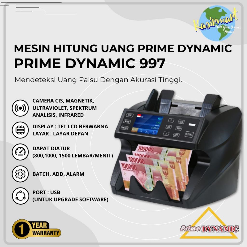 Jual Mesin Hitung Uang PRIME DYNAMIC 997 Asli Bergaransi Resmi ...